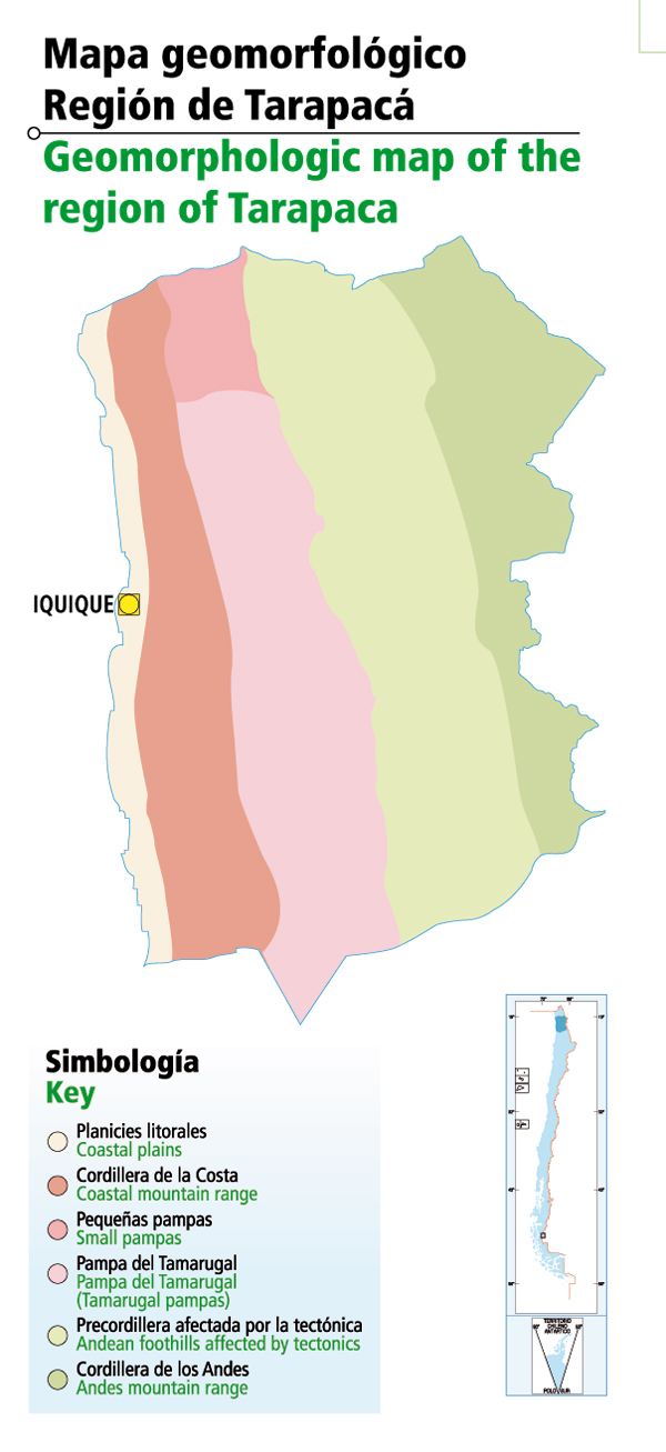 Mapa geomorfológico de la Región de Tarapacá - Icarito